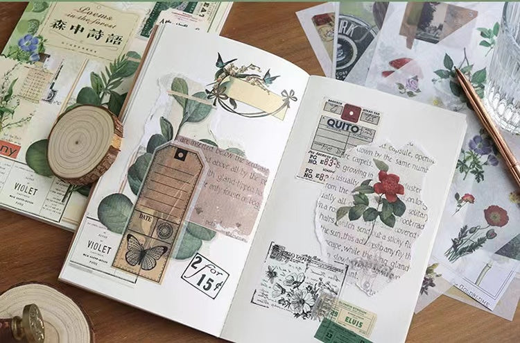 Vintage Pre-cut Washi Sticker & Paper Book 50 Pages – Doodle Diarys