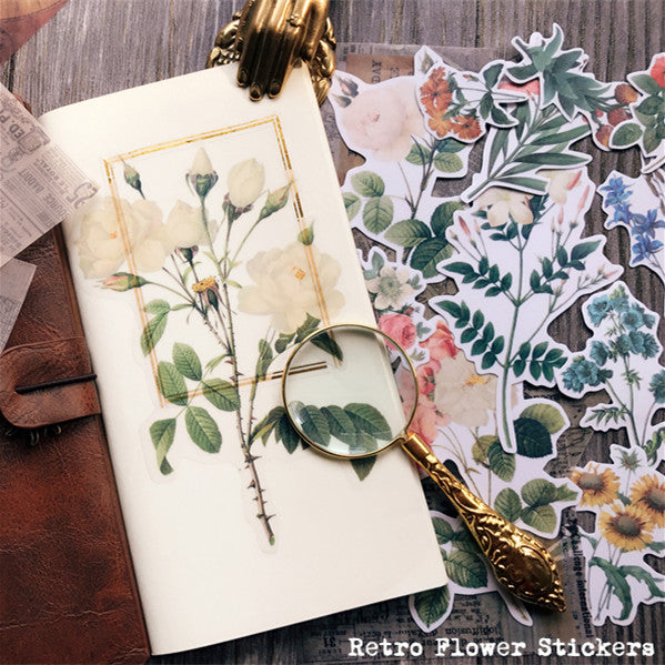 Translucent Vintage Large Botanical Flower Sticker Set 40PCS – Doodle ...